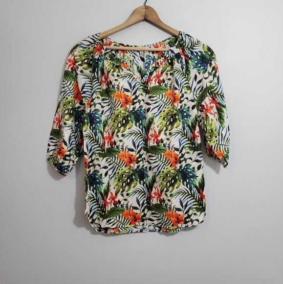 Anthropologie | Tops | Anthro Hester Orchard Linen Blend Tropical Print ...